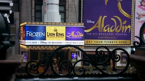 Disney's Aladdin on Broadway. Billboards... | Stock Video | Pond5