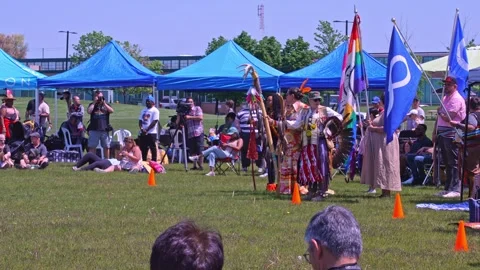 Display of flags at Two Spirits Pow wow.... | Stock Video | Pond5