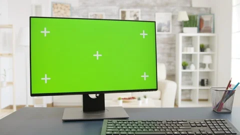 Display with green screen in cozy and we... | Stock Video | Pond5