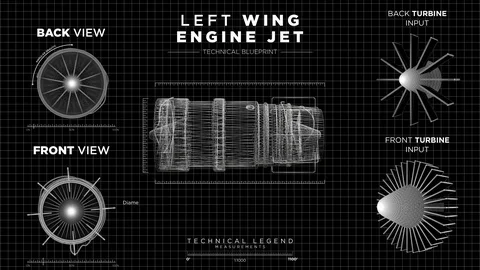 Display HUD of left wing jet engine with... | Stock Video | Pond5