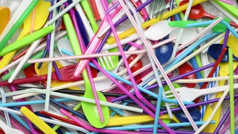 Disposable single-use plastic that caus... | Stock Video | Pond5