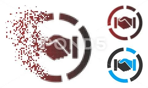 Dissolving Pixel Halftone Cooperation Handshake Diagram Icon: Royalty ...