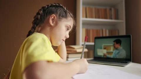 distance school. child at home in a less... | Stock Video | Pond5