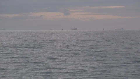 Distant Cargo Ships Moored In Port Phill... | Stock Video | Pond5