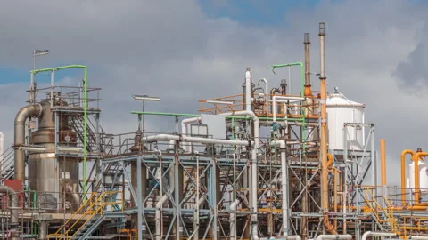 Distillation columns of a hydrogen plant... | Stock Video | Pond5
