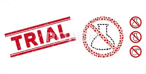 Distress Trial Line Stamp with Collage No Analysis Retort Icon: Royalty ...
