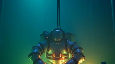 Diver in a high tech exosuit. Underwater... | Stock Video | Pond5