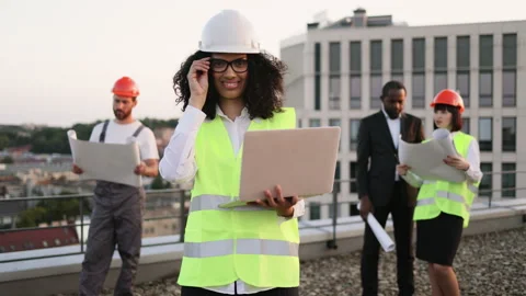 Diverse architects examining building bl... | Stock Video | Pond5