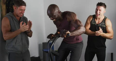 Diverse group of three fit men cross tra... | Stock Video | Pond5