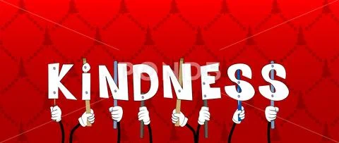 Diverse hands holding letters of the alphabet created the word Kindness ...