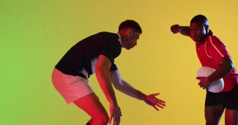 Diverse male rugby players with rugby ba... | Stock Video | Pond5