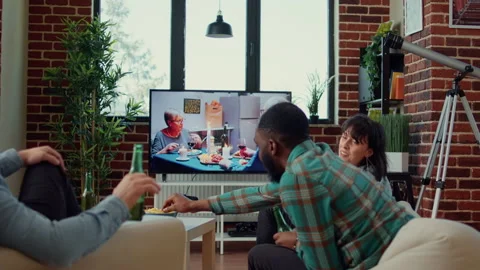 Diverse people having fun watching drama... | Stock Video | Pond5