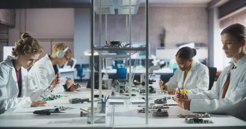 Diverse Students Studying in Science Lab... | Stock Video | Pond5