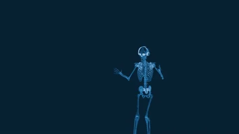 dj skeleton is dancing on xray effect | Stock Video | Pond5