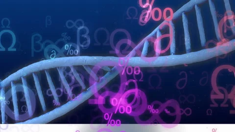 DNA and figures animation over blue back... | Stock Video | Pond5