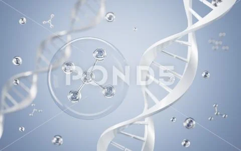 DNA and molecular structure, 3d rendering. Illustration #249679092