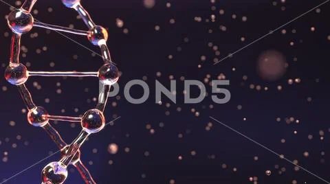DNA molecule and floating droplets, shallow focus. Biochemistry ...
