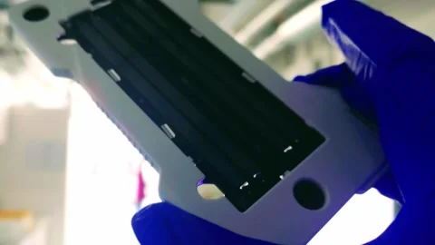 DNA sequencer. Gloved hand is handling f... | Stock Video | Pond5