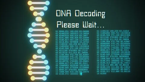 DNA spiral shape molecule decoding on lc... | Stock Video | Pond5