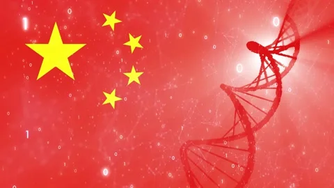 Dna structure rotating on digital china ... | Stock Video | Pond5