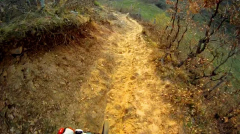 do downhill front view. ride a bike over... | Stock Video | Pond5