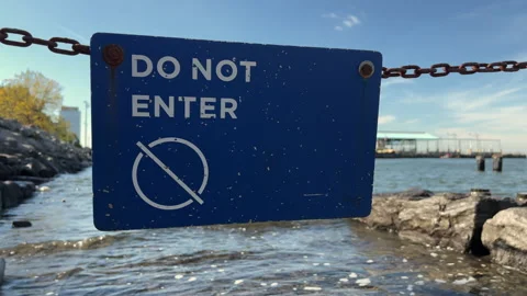 Do not enter sign. Blue prohibition sign... | Stock Video | Pond5