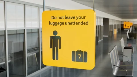 Do not leave your luggage unattended. Ai... | Stock Video | Pond5