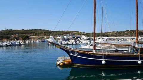 Docked Sailing Ship and Boats in the Bac... | Stock Video | Pond5