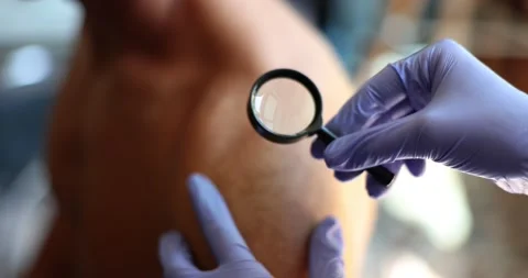 Doctor dermatologist examining rash on s... | Stock Video | Pond5