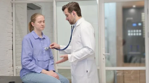 Doctor Listening Chest To Patient Using ... | Stock Video | Pond5