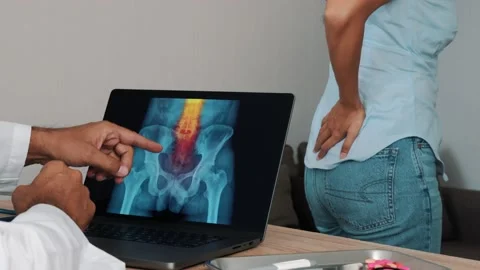 Doctor showing x-ray of pain in the lowe... | Stock Video | Pond5