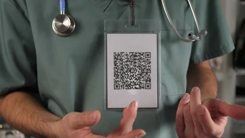 Doctor Wearing QR code Pass Indentificat... | Stock Video | Pond5