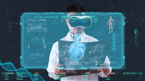 Doctors wear VR smart glasses to watch h... | Stock Video | Pond5