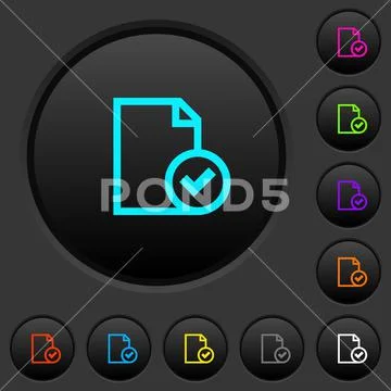 Document accepted dark push buttons with color icons ~ Clip Art #151674927