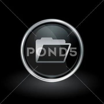 Document folder icon inside round silver and black emblem: Graphic ...