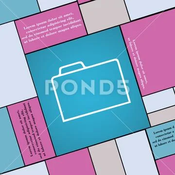 Document folder icon symbol Flat modern web design with long shadow and ...