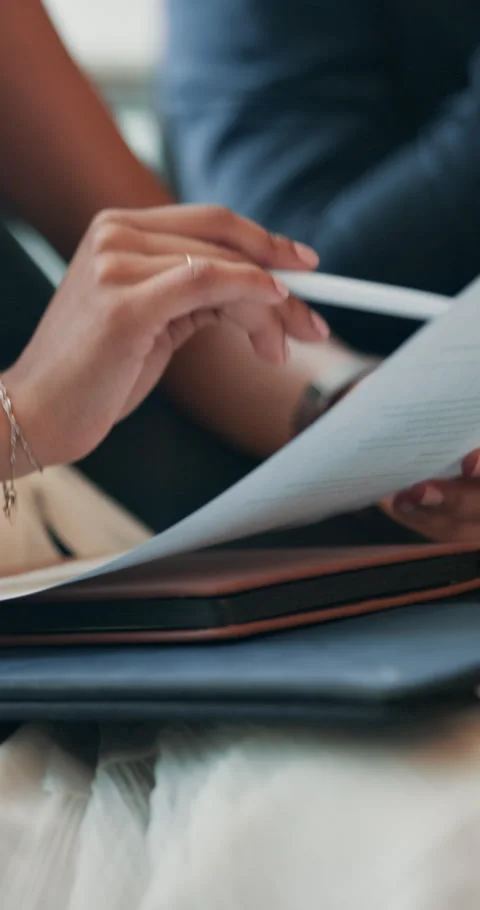 Document, reading and hands of person at... | Stock Video | Pond5