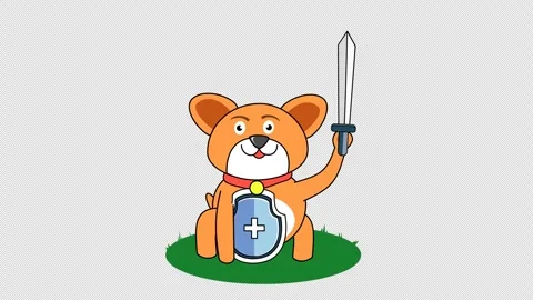 A dog holding a sword and a shield with ... | Stock Video | Pond5