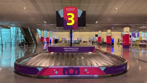 Doha Airport Luggage carousel moving and... | Stock Video | Pond5