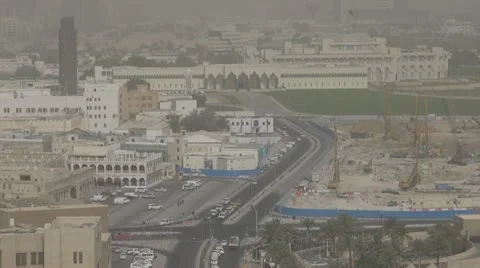 Doha Parliament building and traffic str... | Stock Video | Pond5