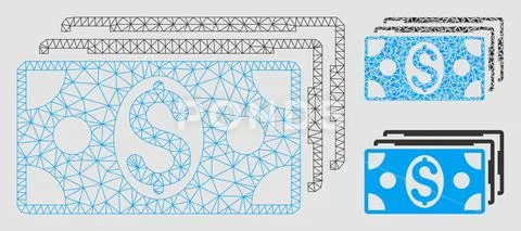 Dollar Banknotes Vector Mesh 2D Model and Triangle Mosaic Icon ...