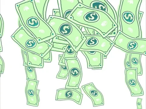 Dollar Notes or Bills Falling Drawing 2D... | Stock Video | Pond5