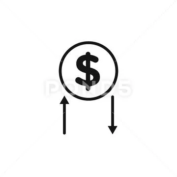 Dollar sign up and down arrow icon logo sign vector outline ...