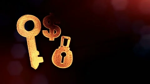 dollar sign and emblem of lock and key. ... | Stock Video | Pond5
