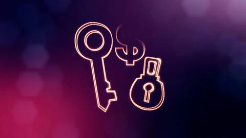 dollar sign and emblem of lock and key. ... | Stock Video | Pond5