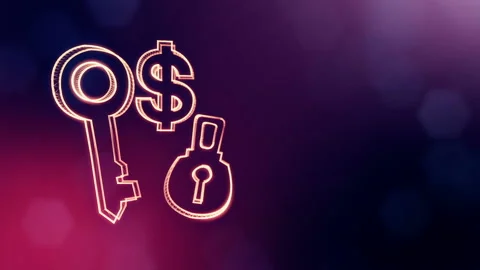 dollar sign and emblem of lock and key. ... | Stock Video | Pond5
