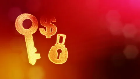 dollar sign and emblem of lock and key. ... | Stock Video | Pond5