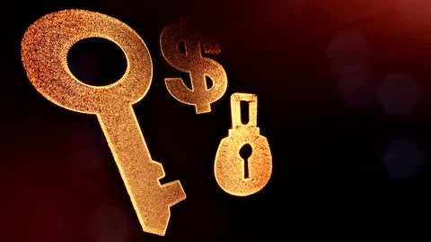 dollar sign and emblem of lock and key. ... | Stock Video | Pond5