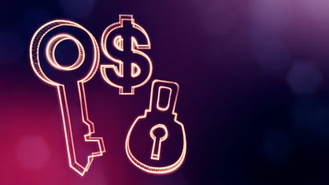dollar sign and emblem of lock and key. ... | Stock Video | Pond5