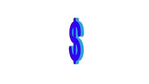 Dollar sign color blue on white backgrou... | Stock Video | Pond5